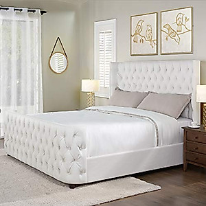 Jennifer Taylor Home Harmonie King Tufted Bed, (U.S. Standard), Antique White Polyester