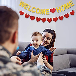 Welcome Home Banner Gold Glitter Welcome Home Decorations for Welcome Home Party Decorations, Welcome Home Sign