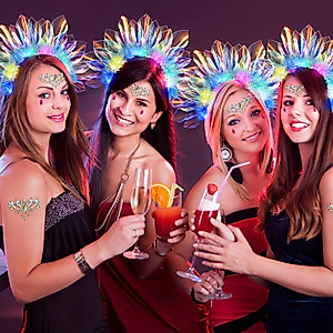Farochy Headbands - LED Glow Headband with Face Jewels. One size fits all, 3 flashing modes. Premium material, widely used for parties, weddings, and photography.