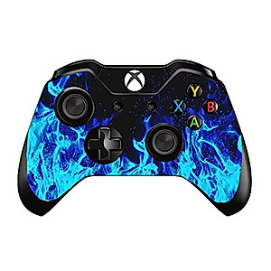 SKINOWN Skin Sticker Vinly Decal Cover for Microsoft Xbox One DualShock Wireless Controller (Blue Flame)
