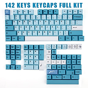 TOKEY PBT keycap Cherry Profile 142 Key Dye Sublimation ANSI Layout Keycap for Mechanical Gaming Keyboard Gateron Kailh Cherry MX Switches (Iceberg English)