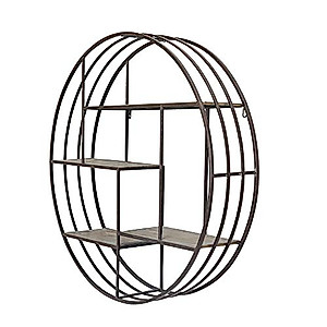 Sagebrook Home 11050 Metal & Wood Wall Shelf, Brown Metal, 31.5 x 7.25 x 31.5 Inches