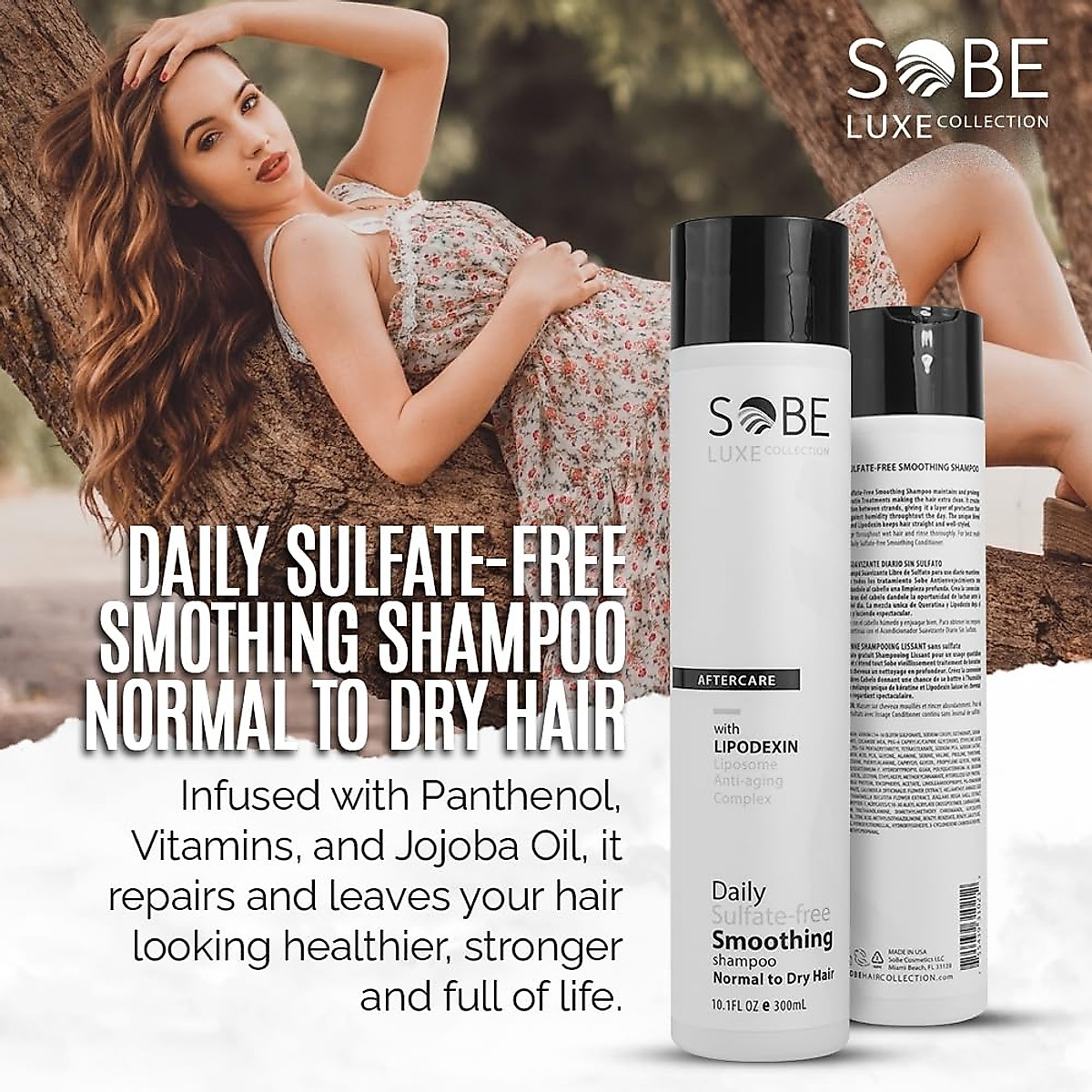 SOBE LUXE - Smoothing Shampoo for All Hair Types, Sulfate Free 10 Oz - Moisturizes, Strengthens, Protects Color and Repair - With Panthenol and Amino Acids