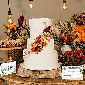 1DFAUL 60Pcs Bridal Shower Advice Cards, Greenery Advice and Wishes for the Mr and Mrs, Advice Cards for Bride and Groom Wood Box Kit for Bridal Shower Games Wedding Decorations