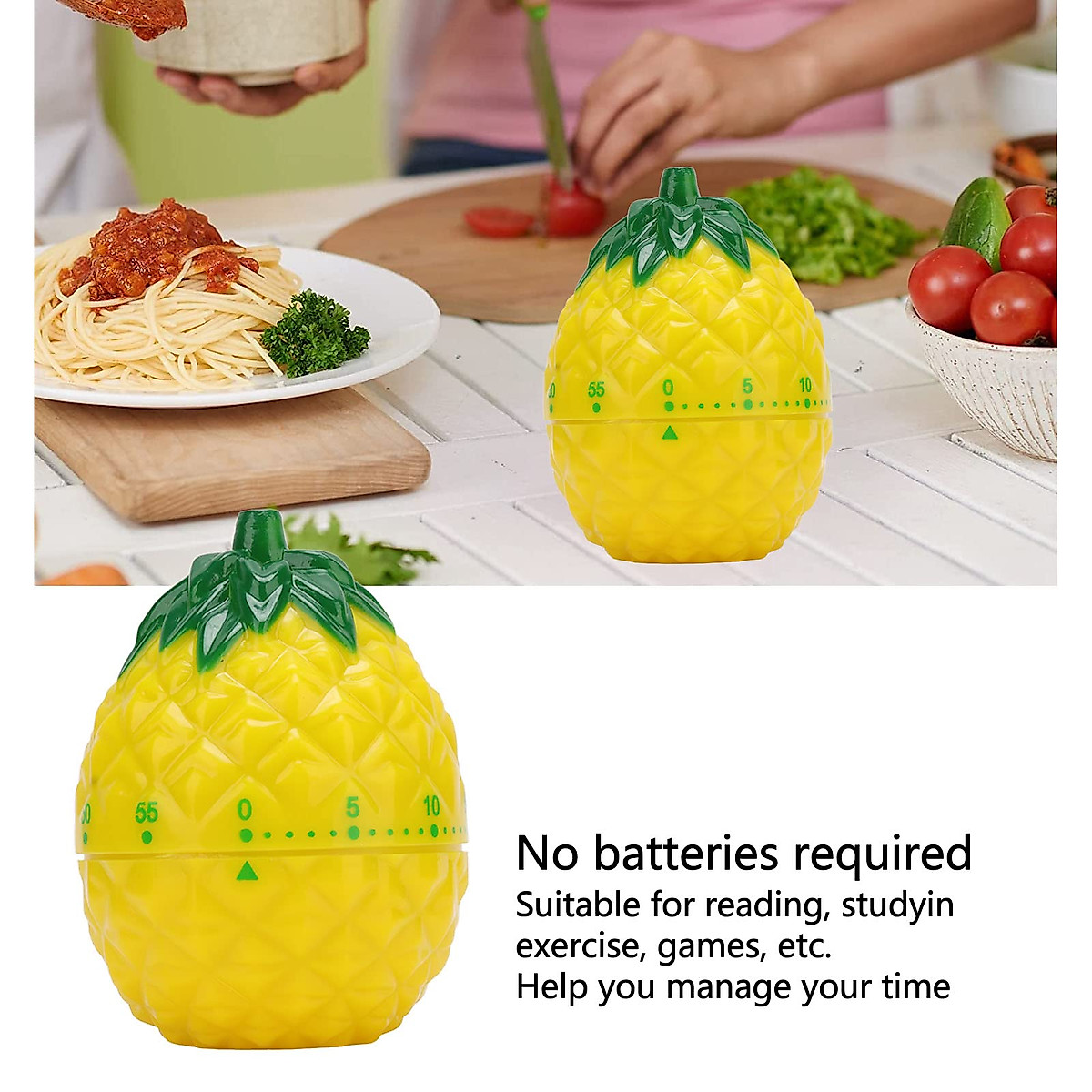 BuyWeek Pineapple Timer, Baking Timer Plastic Cute Kitchen Cooking Timer Reminder for Home (6.4x6.4x8.7cm)