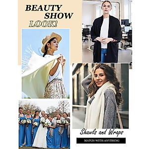 AURUZA Shawls and Wraps for Evening Dresses, Pashmina Shawls Wraps for Wedding Party, Softable Shawl Wraps Scarf for Women, Large Winter Scarves for Gift Travel Office Skiing Causal Life Blue