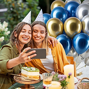 Metallic Gold Silver Balloon and Metallic Blue Balloon for Baby Shower Birthday Graduation Wedding Party Decorations