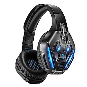 PHOINIKAS Wireless Bluetooth Gaming Headset, Stereo Over Ear Headphones with Detachable Noise Canceling Mic, 3.5mm Cable Wired for PS4, Xbox One, PC, Nintendo Switch, Bluetooth for Phone, up to 40h