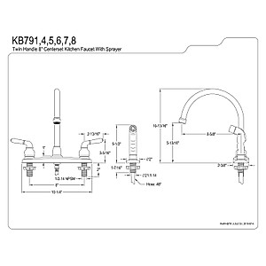 Kingston Brass KB794 Magellan 8-Inch Centerset Kitchen Faucet, Polished Chrome/Polished Brass