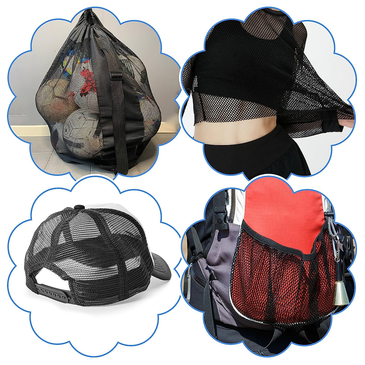 62 x 59-inch Slightly Stretchy Soft Mesh Black Mesh Fabric Netting Mesh Fabric Netting for Backpack Pocket and Straps, Netting Bag Shopping Bag, Netting Clothes and Sewing Projects