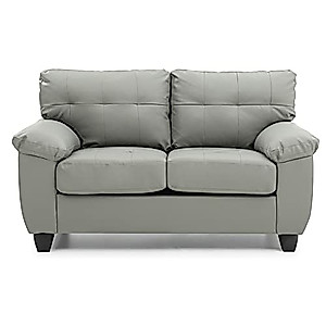 Glory Furniture Gallant Faux Leather Loveseat in Gray