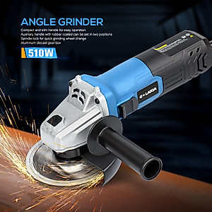G LAXIA Angle Grinder，4 Amp Electric Grinder Tool with Grinding and Cutting Wheels, Auxiliary Handle for Cutting, Grinding, Polishing and Rust Removal