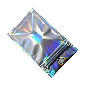 FERENLI 100Pieces Silver Aluminum Foil Zipper Packaging Bags with Tear Notch Reusable Food Coffee Storage for Zip Mylar Bags Lock 10x15cm (3.9x5.9 inch)