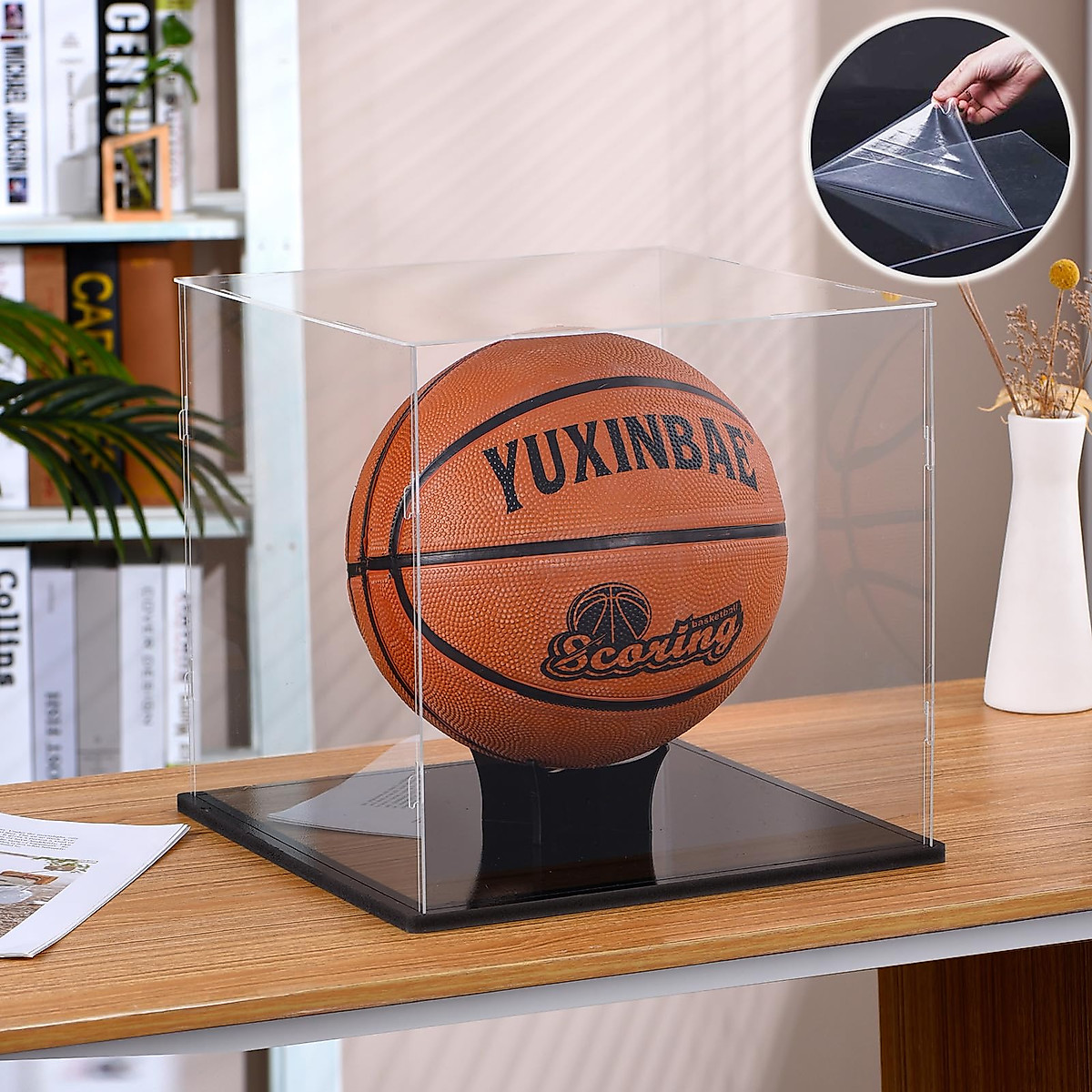 SANOSY Clear Acrylic Display Case UV Protected Acrylic Basketball Holder, Display Case for Autographed Basketball, for basketballs, Dolls, car Models, Souvenirs(Basketball)
