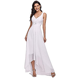 Ever-Pretty Women's High Low Wedding Guest Dress 16 US White
