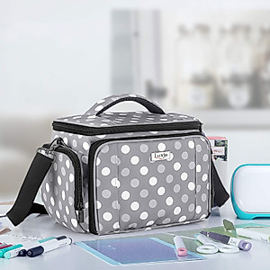 LUXJA Carrying Bag Compatible with Cricut Joy, Carrying Case Compatible with Cricut Joy and Tool Set, Tote Compatible with Cricut Joy (with Supplies Storage Sections, Patent Pending), Polka Dots