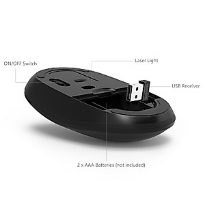 Wireless Keyboard and Mouse, Full Size Ultra Slim 2.4GHz Wireless Keyboard Mouse Combo for Windows Computer, Laptop, Desktop (Black)