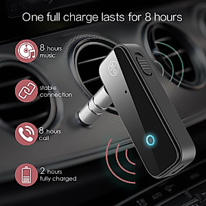 LOFICOPER Bluetooth AUX Adapter for Car, Bluetooth 5.0 Transmitter Receiver, 2 in 1 Wireless 3.5mm Audio Adapter for Cars, Speakers, Stereo Systems, Headphones, Hands-Free Call