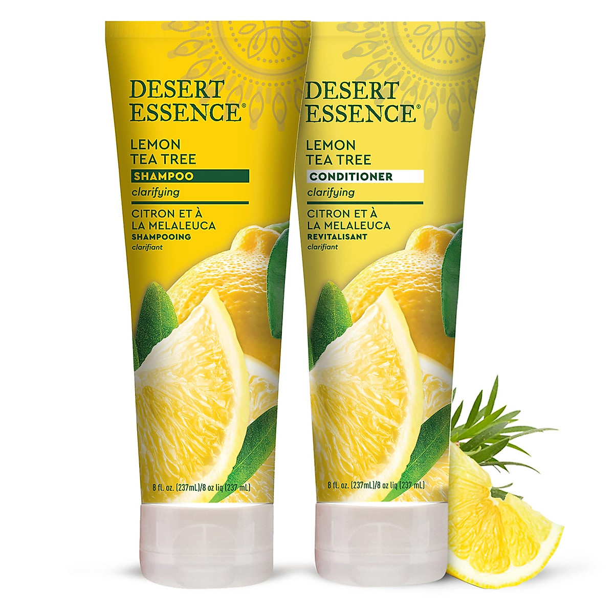 Desert Essence Lemon Tea Tree Shampoo - 8 Fl Ounce - Removes Excess Oil - Revitalizes Scalp - Strengthens & Protects Hair - Maca Root Extract - Soft, Smooth & More Manageable