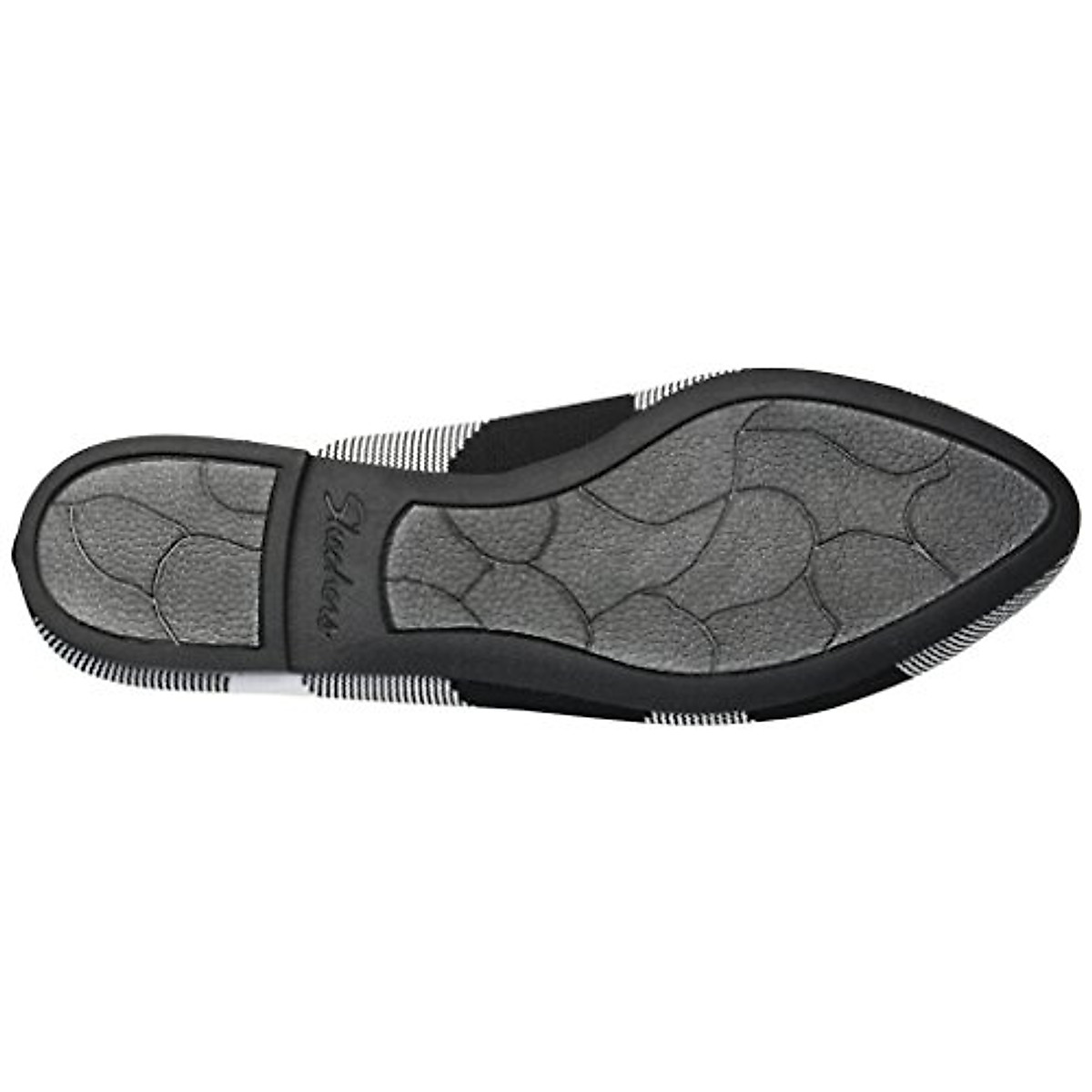 Skechers Women's Cleo-Sherlock-Engineered Knit Loafer Skimmer Ballet Flat, Black/White, 8.5 M US