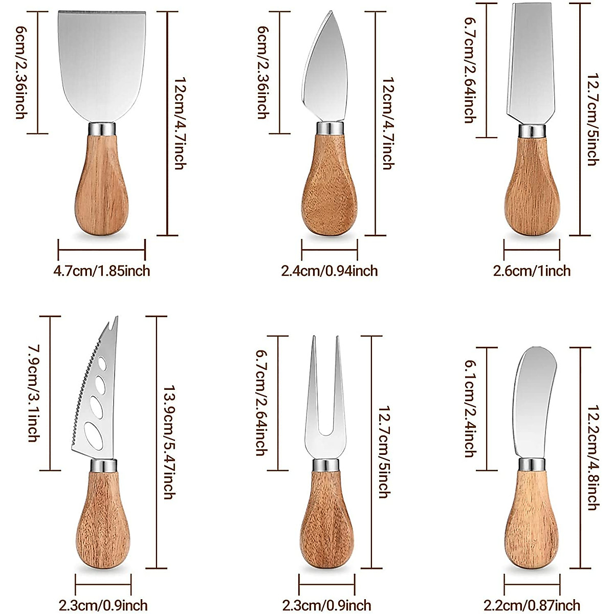 21Pcs/Pack Spreader Knife Set,Cheese Butter Spreader Knife Cheese Slicer Knife Stainless Steel Blade with Wooden Handles Mini Serving Tongs Spoons and Forks (Option 1)