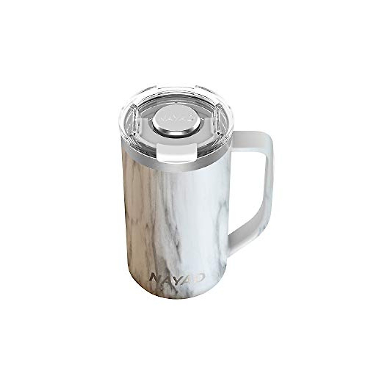 NAYAD Metro Stainless Steel Vacuum Insulated Thermos Coffee Mug, Travel Water Bottle with Lid for Iced Cold/Hot Drinks (Marble, 20 oz)