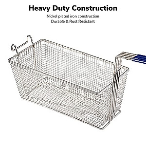 WeChef 2 Pack Deep Fryer Basket 13 1/4" x 6 1/2" x 6" with Non-slip Handle Restaurant Kitchen Chip Fish Commercial Fryer Basket