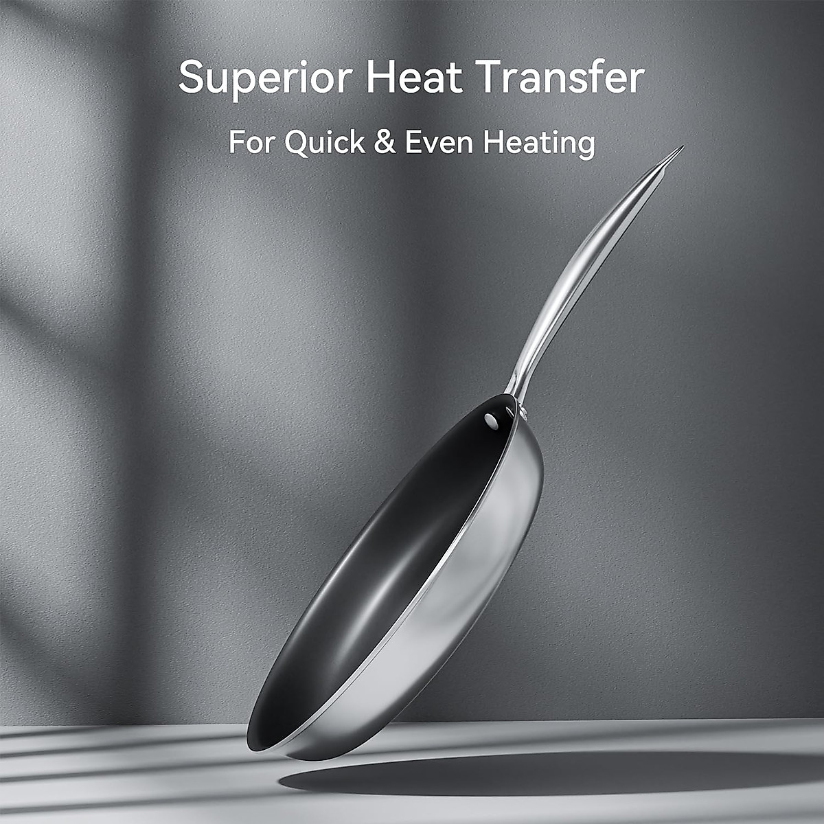 COOKNANO Stainless Steel Nonstick Frying Pan Set, 3 Piece cookware set, Tri-Ply Skillet, 8 inch, 9.5 inch, 11inch Cooking pan, Oven Dishwasher Induction Gas Safe, Silver, Suitable for All Stove