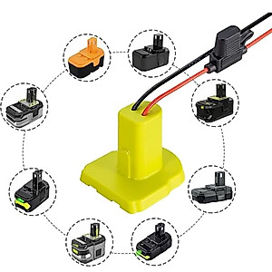 Power Adapter Wheel Compatible with Ryobi 18V Battery with 30A Fuse & Wire terminals, Power Connector for Rc Car, 12 Gauge Robotics, Rc Truck, DIY, Work