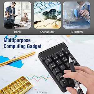 RaceGT Bluetooth Number pad, 19-Keys Wireless Numeric Keypad, Portable Mini Multi-Function Accounting Number Keypad Keyboard Extensions for Laptop/Desktop/Notebook