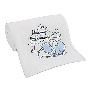 Disney Dumbo Mommy's Little Peanut Ivory, Gray, Blue Kangaroo, Bear, Zebra, Stork with Palm Trees 6Piece Nursery Crib Bedding Set, Ivory, Blue, Grey, Tan