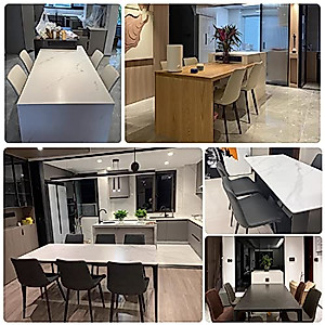 seonyou Dining Chairs Set of 4 Dark Grey Faux Leather for Kitchen Dining Room, Comfortable Mid Century Modern Chair with Metal Leg, Upholstered Big Side Chair for Living Room, Farmhouse