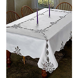 Violet Linen Betenburg Lace Design Tablecloth White 70" by 120" Oblong/Rectangle