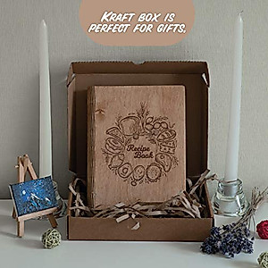 WOXTEED A5 Wooden Blank Recipe Book to Write in (7.5 x 6 inch) - Cook Book with 80 Sheets for Handwritten Recipes - Hardcover Family Kitchen Journal and Recipe Keeper (Brown)