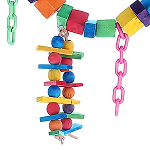 Pure Natural Colorful Wood Parrot Toys, Bvanki18.5 inch L 8.5 inch W Parrot Soft Swing Toy & Rainbow Bridge (Medium).