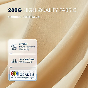 BLUU REDWOOD 10 FT Square Patio Umbrella Offset Cantilever Outdoor Umbrella Aluminum Market Hanging Umbrellas with 360° Rotation Device and Unlimited Tilting System & Cross Base (Beige)