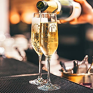 Tom Boy 50th Anniversary Champagne Flutes, Couple Gifts for Anniversary, Wedding Anniversary Champagne Flutes Glasses Set of 2, Married Couples gifts, Anniversary 50th Gifts for Parents