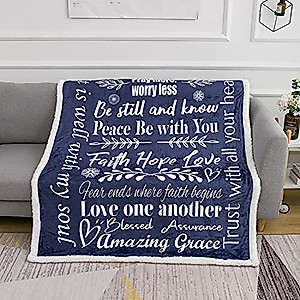 Christian Throw Blanket Religious Gifts - Inspirational Fluffy Blankets with Faith Hope Love Messages for Christian Gifts for Women | Snuggly Soft and Cozy Blanket Christian Decor | 50" X 60"