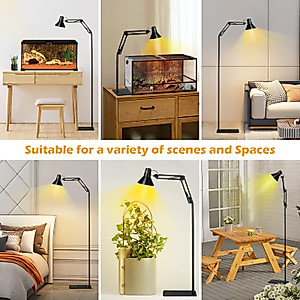 Extra Tall Reptile Heat Lamp Floor Light Stand Fits E26/E27 Bulbs (Not Included) 250W Max Wire Adjustable Swing Arm Terrarium Stand Reptile Plant Light Fixture Lamp Holder