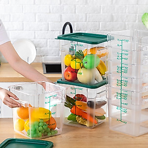Lallisa 8 Pack 8 Qt Clear Food Storage Container with Handles and Lid Commercial Grade Square Food Storage Containers with Lids Polycarbonate Storage Container for Home Kitchen Restaurant
