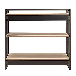 Leick Home 70008-WOGM Mixed Metal and Wood Slatted Bookshelf, White Oak/Gunmetal Gray