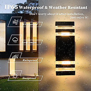 2 Pack Square Up and Down Lights Outdoor Wall Light with E26 Base, Aluminum Waterproof Outdoor Wall Lamps Outdoor Wall Sconce Exterior Lamps for House Front Porch Patio Garage Doorway