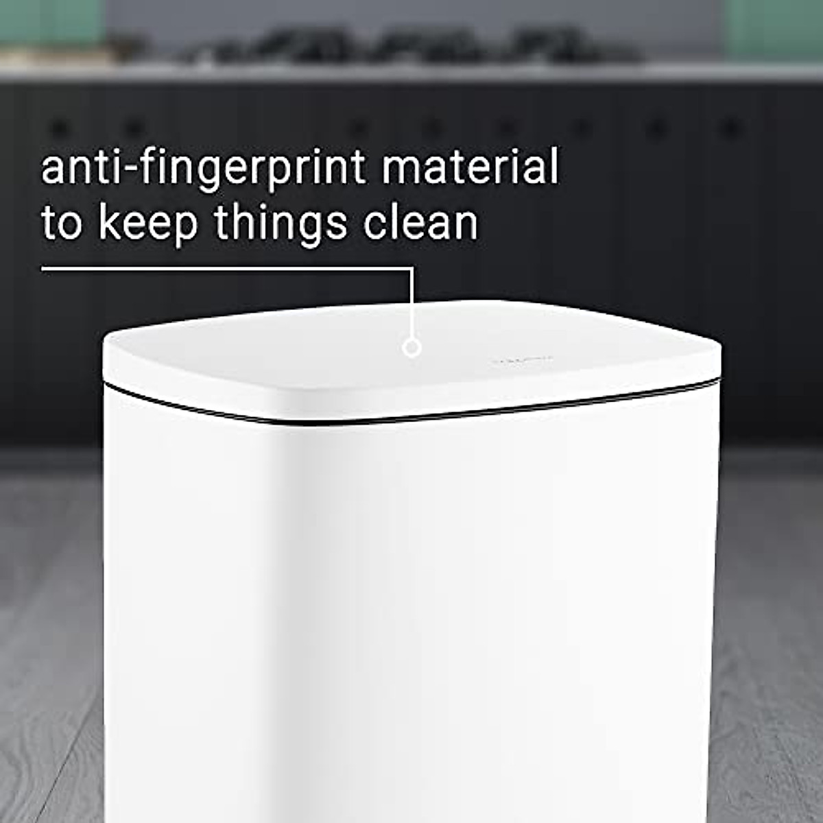 happimess HPM1006C Connor Rectangular Trash Can with Soft-Close Lid and Free Mini Trash Can, Modern Fingerprint Proof for Home, Kitchen, Office, Large:12.98 Gallon Small:1.3 Gallon, White