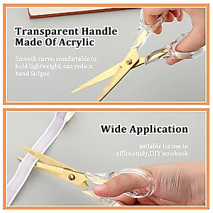 Heavy Duty Gold Scissors Craft Scissors Clear Acrylic Scissors Craft Office Professional Shears for Home School Office Paper Fabric