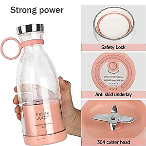 Portable Mini Blender for Fresh Juice, Smoothies, Shakes, Personal Blender with Rechargeable USB (Pink)