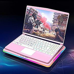 ANC160 Laptop Cooling Pad, Full Surround LED Strip, 15 Types of Lighting Effects, 3 Stepless Adjustment Quiet Fans, 7 Angle Adjustment, Supports up to 19 inch (Pink)