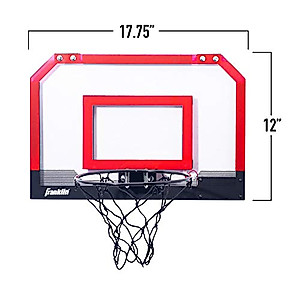 Franklin Sports Over the Door Indoor Basketball Hoop - Kids Mini Hoop for Bedroom - Steel Rim Mini Hoop - Includes Ball and Pump - Red Light Up