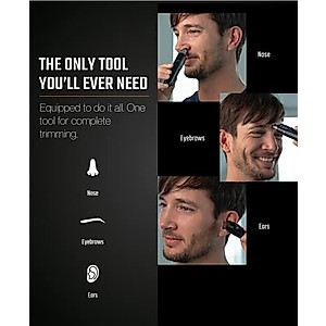 KAWASAKISEIKI M-7 Nose Hair Trimmer – Multifunctional Nose, Ears and Eyebrows Hair Trimmer for Men with Nickel Sterilized Coating and Self-Cleaning Water Resistant Design – Travel Pouch Included