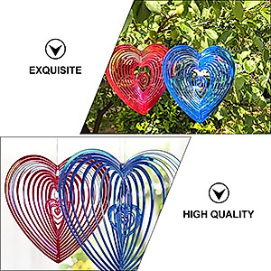 YARDWE 2pcs Heart Wind Spinner Bird Blinder Pinwheels Bird Deterrent Hanging Spinners to Keep Birds Away for Yard Garden