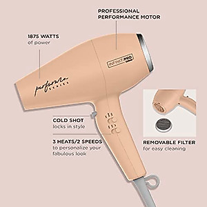 INFINITIPRO by CONAIR Performa Series Hair Dryer with Diffuser Plus 3 Other Attachments, 1875W Blow Dryer with Professional Performance Motor